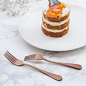 LIANYU 40-Piece Copper Flatware Silverware Set for 8, Stainless Steel Cutlery Eating Utensils Set, Wedding Party Festival Silverware, Mirror Finish, Dishwasher Safe