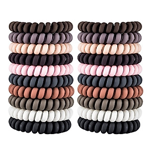79STYLE 30Pcs Spiral Hair Ties No Crease Traceless Phone Cord Matte Ponytail Holder Coil Scrunchies Plastic Hair Coils For Women Girls (Matte10 Color-Large Size)