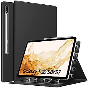 TiMOVO Case for Galaxy Tab S8 11 inch 2022 (SM-X700/SM-X706)/S7 2020 (SM-T870/T875) with S-Pen Holder, Slim Lightweight Magnetic Case with Auto Sleep/Wake Fit Galaxy Tab S8 Tablet, Black