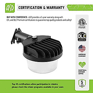 ASD LED Barn Light 70W, Dimmable, Dusk to Dawn Outdoor Lighting, Commercial Grade, 120-277V, Ultra Bright Waterproof Area Light, 110W MH Replacement, 8680 Lm, 4000K, ETL & DLC Premium