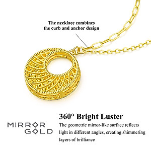 CHOW SANG SANG Dazzling Mirror Gold 999.9 24K Solid Gold Price-by-Weight Gold Round Circle Necklace for Women 93439N (Approx. 0.15tael (~5.61g), 18.5", (47 CM))