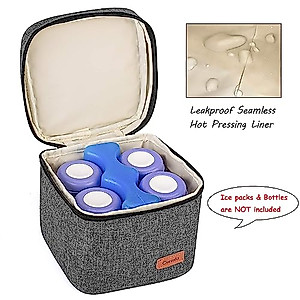 CURMIO Breastmilk Storage Bag for 4 Bottles up to 5 Oz, Insulated Mini Cooler Bag for Baby Bottles, Bottle Warmer On the Go for Daycare, Bag Only, Grey
