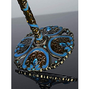 Wine Glasses Clear Handcrafted Champagne Glasses Red Wine Glasses Set of 2 Enamel Floral Goblets (Blue)