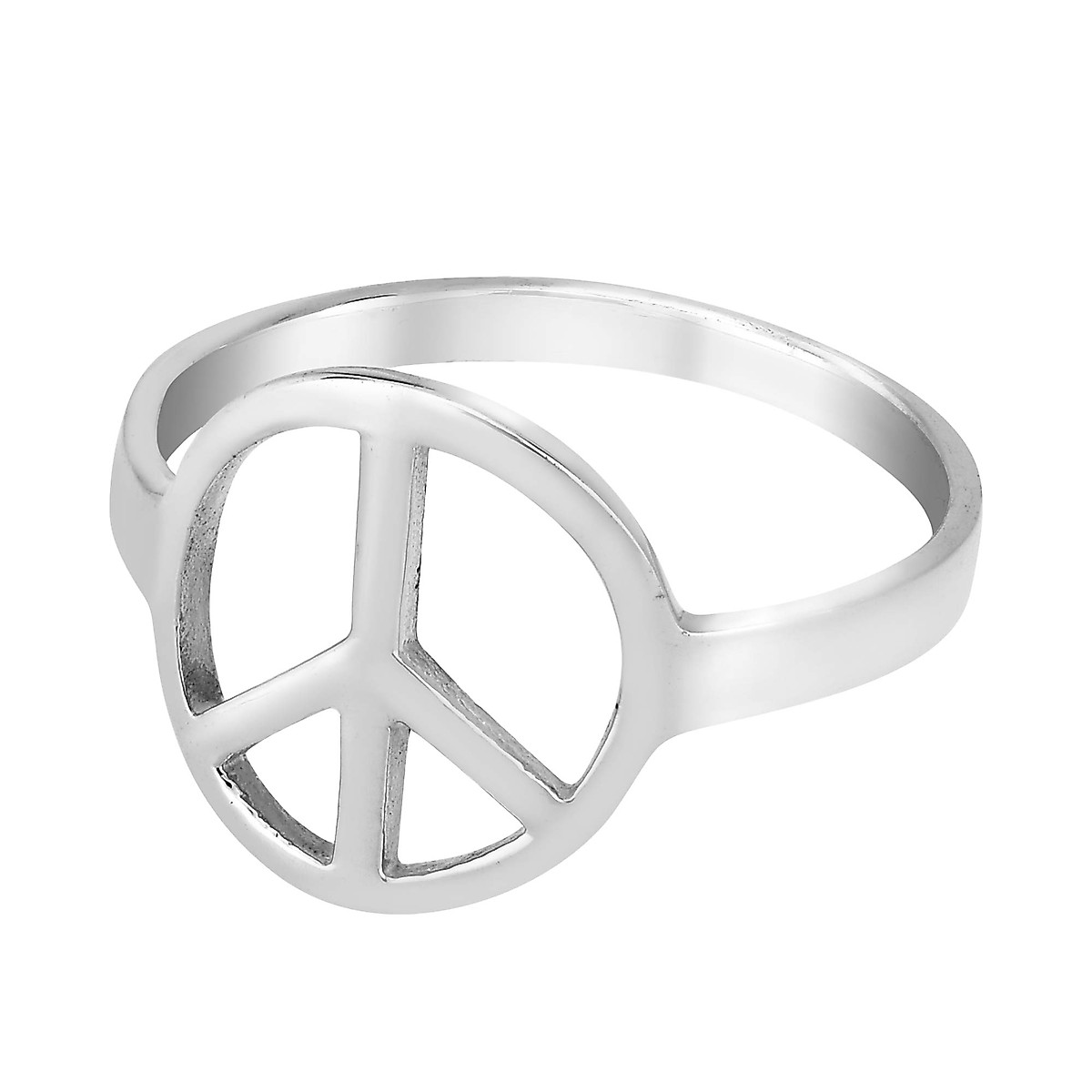 AeraVida Shiny Peace Sign No War .925 Sterling Silver Ring (10)