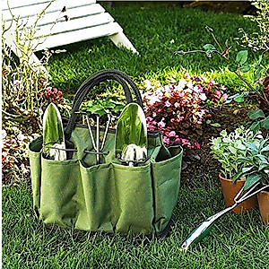 Gardening Tote Bag Garden Tool Bag Garden Tote Home Organizer Gardening Tool Kit Holder Oxford Bag Gardening Tools Organizer Tote Lawn Yard Bag with 8 Pockets