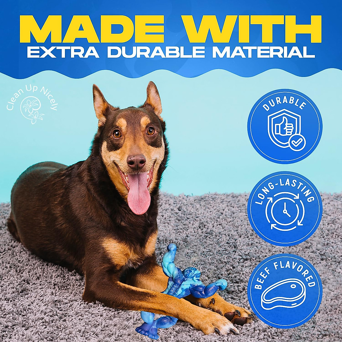 Super Muscle Dogman Toy, Beef Flavored Dog Chew Toy, Indestructible Dog Toy for Aggressive Chewers, Great for Medium, Large, X-Large Dogs & Bone Replacement