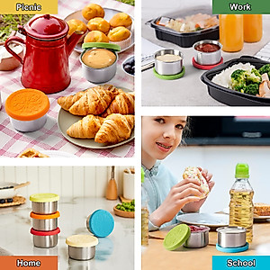 ROSSETTO FR 18/10 Stainless Steel Salad Dressing Containers, 6x1.7 oz Smal Sauce Containers with Lids, Reusable Condiment containers for Lunch Box, Dressing to Go Containers, Leakproof