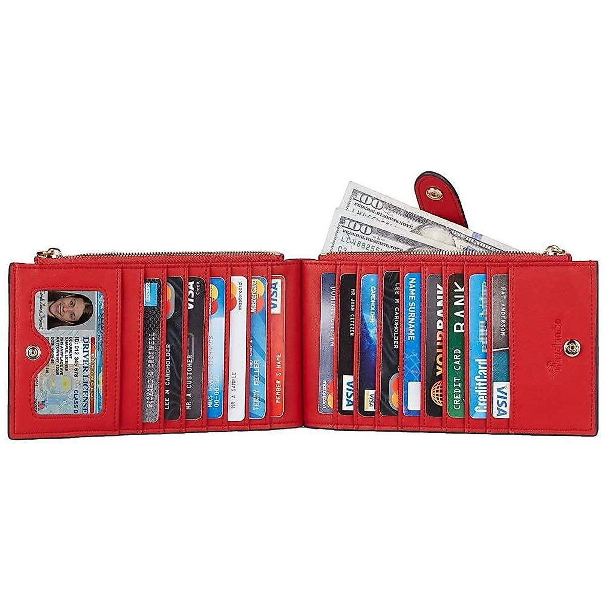 Travelambo Womens Multi Card Case Wallet & Leather Squeeze Coin Purse