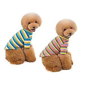 HOODDEAL Dog Striped Shirt Breathable Stretchy Puppy Bottoming T-Shirts Cozy Soft Cotton Knitted Elastic Pet Clothes Cat Costumes (XXL)