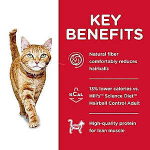 Hill's Science Diet Dry Cat Food, Light Adult, Hairball Control, Light for Healthy Weight & Weight Management, Chicken Recipe, 15.5 lb Bag