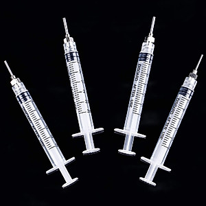 TecUnite 20 Pack Syringe Without Needle, Plastic Curved Syringes for Epoxy Resin, Craft, Feeding Pets Animals, Oil or Glue Applicator