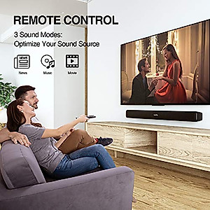 Sound Bar for TV with Subwoofer Deep Bass Soundbar 2.1 CH Home Audio Surround Sound Speaker System with Wireless Bluetooth 5.0 for PC Gaming with Wired Opt/Aux/Coax Connection Mountable 29-Inch