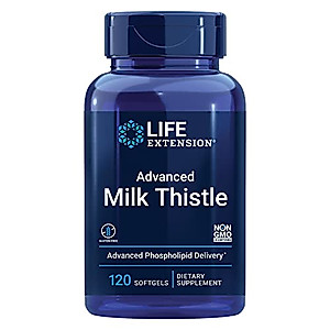 Life Extension Advanced Milk Thistle - With Silybin, Phosphatidylcholine and other Phospholipid - For Liver, Kidney Health & Detox - Non-GMO, Gluten-Free -120 Softgels
