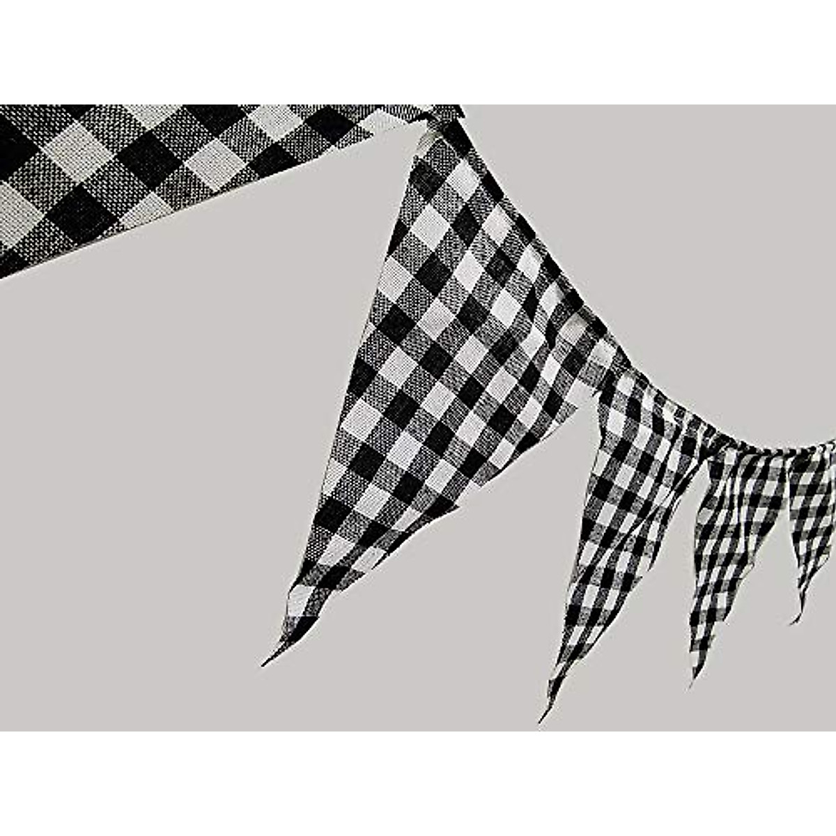Buffalo Check Plaid Banner Cotton Black and White Gingham Bunting Garland Pennant Flag Banner, 24pcs