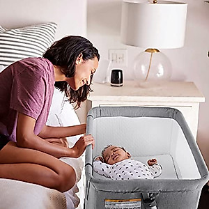 PAPAMIA Baby Bassinet, Bedside Bassinet Cosleeper with Skin-Friendly Mattress,6 Height Adjustable Bedside Crib Sleeper with Mosquito Net for Infant Newborn | Safety Certified