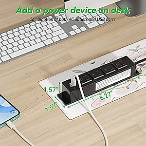 Wall Mount Power Strip with USB, 4 AC Outlet and 2 USB Ports, 6.5 FT Flat Plug Extension Cord, Mountable Power Strip Outlet for/Workbench/Office/Drawer/Nightstand/Cabinet/Desk/Table