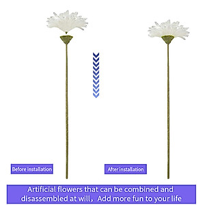 Flovewer 17 Inch Tall 7 Pcs Gerber Daisy Artificial Flower Bouquet Fake Silk Flowers for Handwork Wedding Party Home Garden Decoration(White)