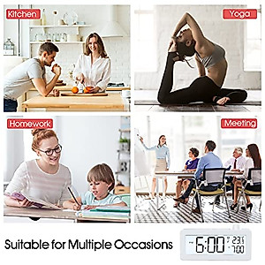 Digital Timer Clock with Temperature - AIMILAR Knob Setting Count Up Countdown Timer with Alarm Clock and Temp White Backlight for Kitchen Cooking Bedroom Kids Student Classroom Office Desktop