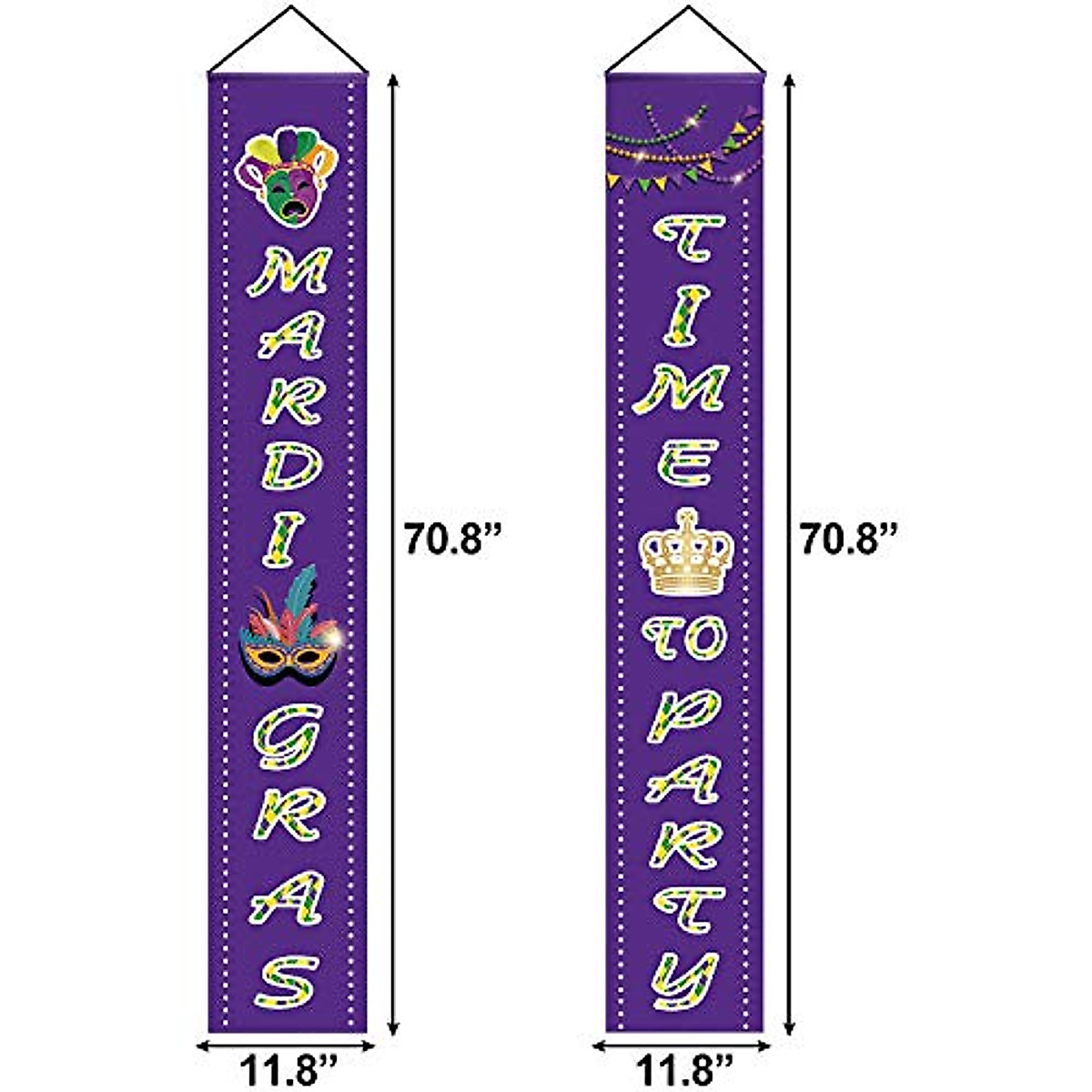 Mardi Gras Purple Banner Masquerade Carnival Banner Mardi Gras Porch Sign Hanging Banner for Mardi Gras's Eve Party Supplies Home Decorations
