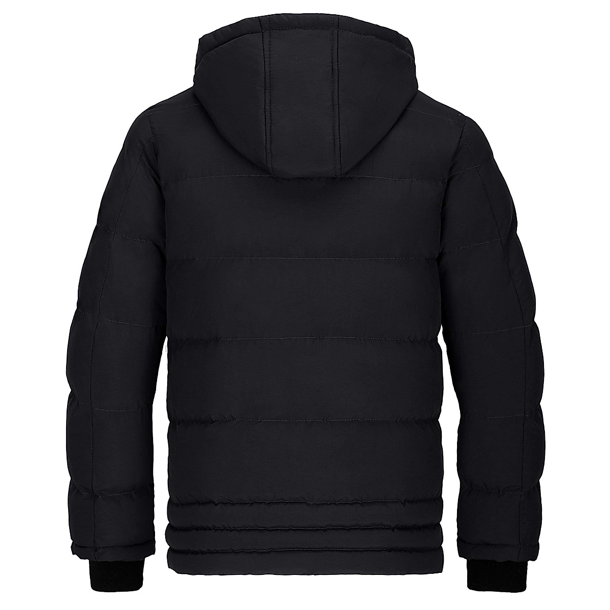 wantdo Men's Windproof Puffer Coat Insulated Winter Jacket with Hood Black Small