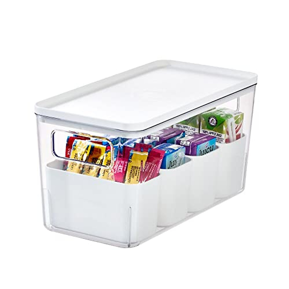 Rosanna Pansino x iDesign Recycled Plastic Kitchen Storage Bins, Includes 1 Large Bin with Lid and 4 Small Bins, Marshmallow Bins/Marshmallow Lid, 6” x 12” x 6”