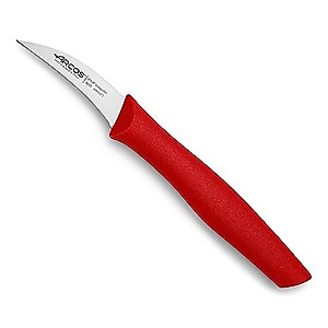 ARCOS Paring Knife Set 2 Pieces. 2 Peeling Knives of Stainless Steel and Ergonomic Polypropylene Handle for Cutting Fruits, Vegetables and Tubers. Series Nova. Color Red