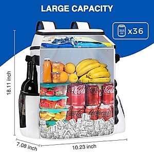 Heytrip Cooler Backpack 36 Cans Insulated Cooler Bag with Sternum Strap, Keep Freeze for 20 Hours, Waterproof & Leak-Proof Cooler with Multi-Compartments(White)