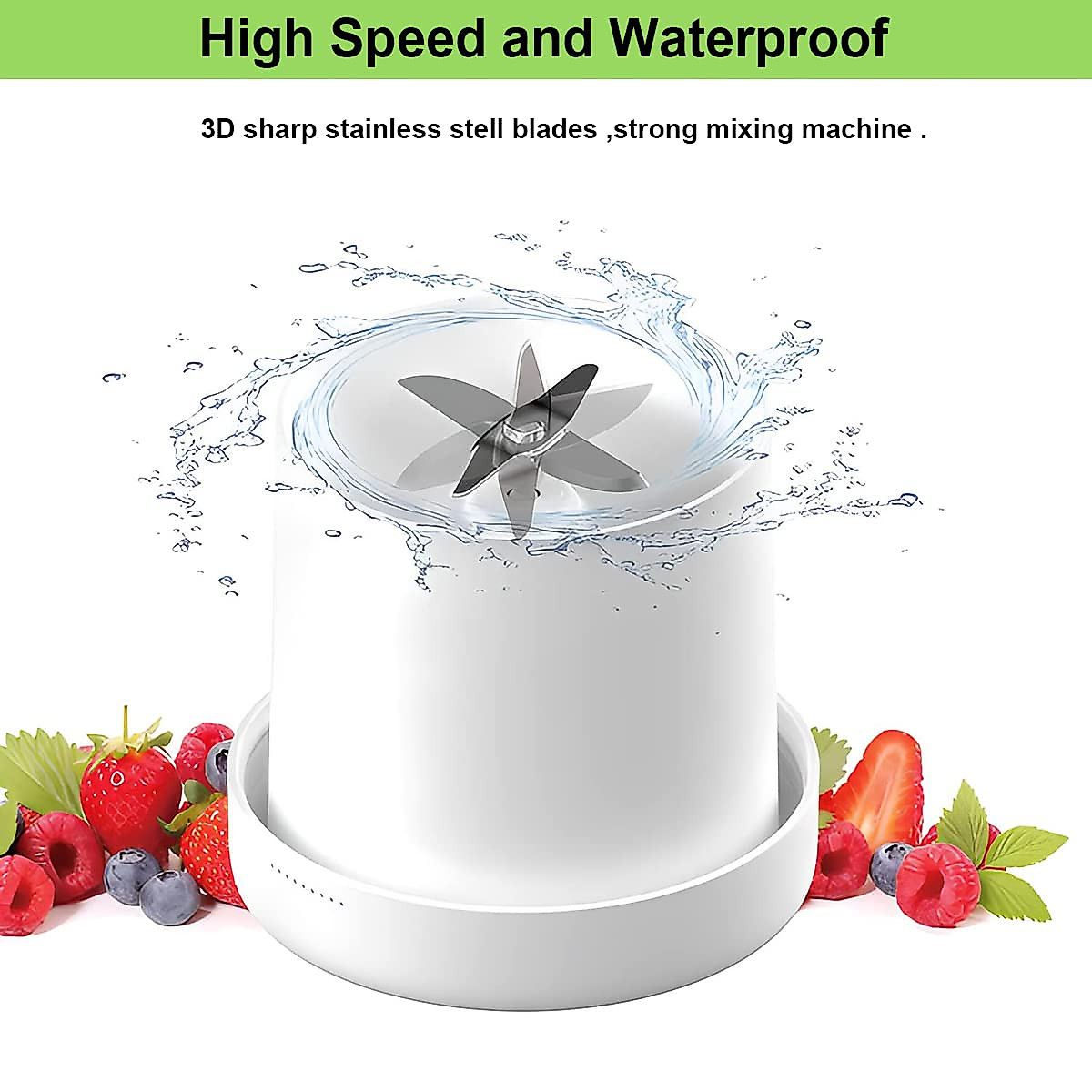 Personal Size Blenders, Portable Blender, USB Blender, Smoothie Mini Blender, 350ml Fresh Juice Blender for Home, Travel, Office, Gym (White)