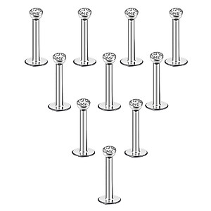 CrazyPiercing 10Pcs 16G Lip Rings 6mm 8mm 10mm Labret Monroe Lip Ring Stainless Steel Nose Studs Piercing Internally Threaded Piercing Jewelry with 4mm CZ (8)