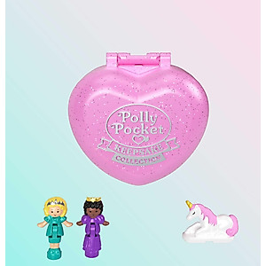 Polly Pocket Collector Compact with 2 Dolls, Keepsake Collection Royal Ball Jewelry Accessories Set, Collectible Toy with Unicorn Castle Theme