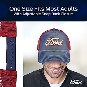 Ford Truck Hat, Logo Mesh Adjustable Snapback Baseball Cap with Curved Brim, Blue, One Size