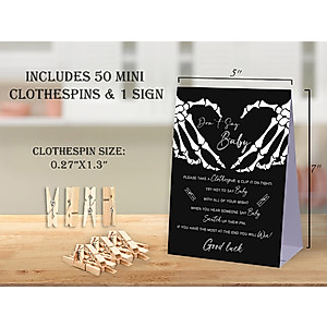 Don't Say Baby Baby Shower Game,Halloween Gothic Baby Shower Decorations,Mini Clothespins for Baby Shower,Neutral Baby Shower Decorations,Little Cutie Baby Shower,1 Sign & 50 Mini Clothespins Set-B4