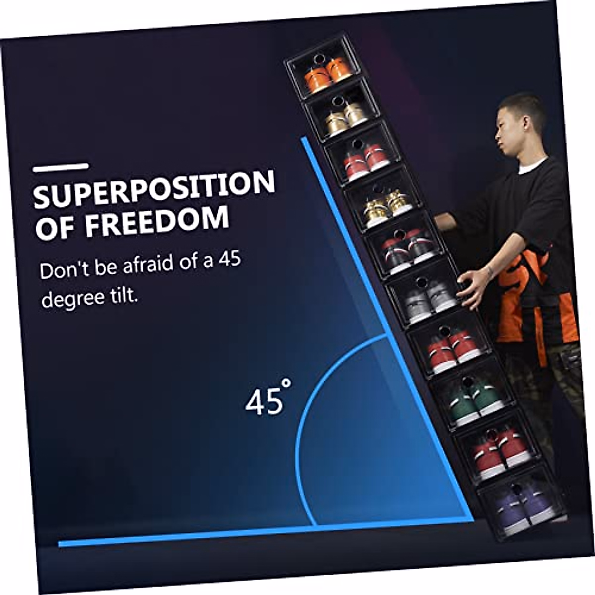 Amosfun 2 Pcs Plastic Transparent Shoe Box Shoes Storage Shoe Storage Shoes Closet Organizer Closet Drawer Divider Front Opening Shoe Holder Sneaker Storage Clothes Stackable Plastic Pp