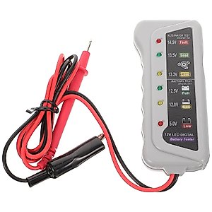 iplusmile Battery Tester Digital Battery Analyzer, Car Battery Tester Check Battery Condition Alternator Charging Cranking System Scan Tool for Car Motorcycle Trucks (Light Grey)
