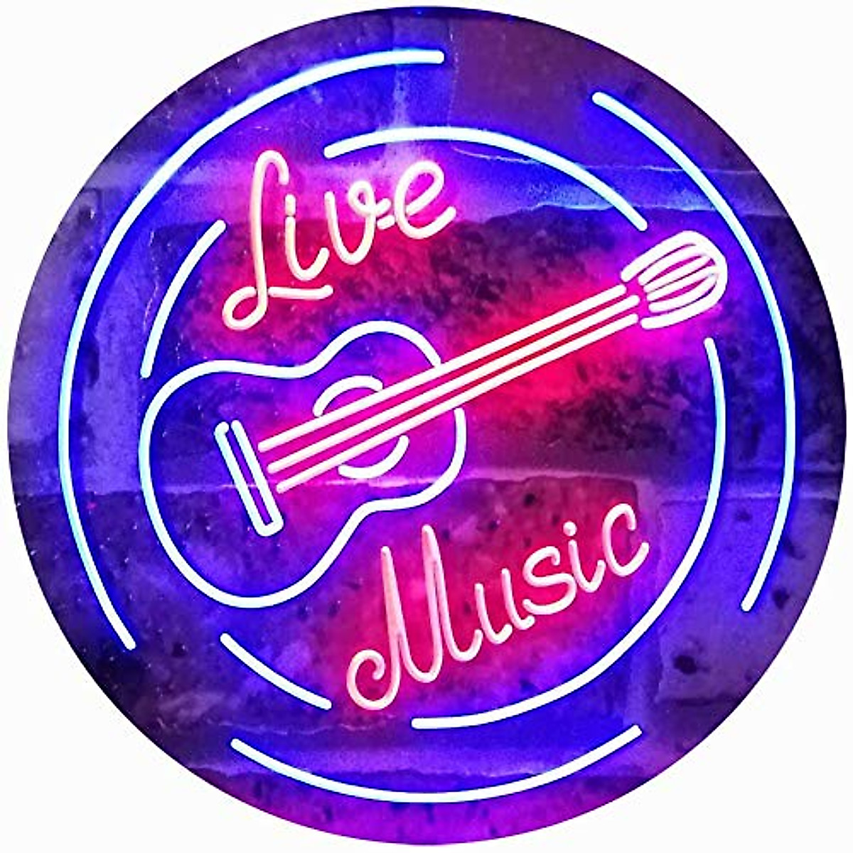 ADVPRO Live Music Guitar Band Room Studio Dual Color LED Neon Sign Red & Blue 16" x 12" st6s43-i2546-rb
