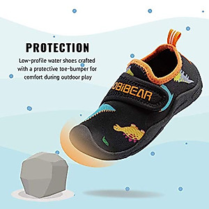 WOUEOI Toddler Boys Aqua Water Shoes Breathable Girls Sport Beach Walking Shoes Lightweight(Black/Orange AS,6.5 Toddler)
