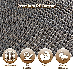 TMEE Patio Storage Bench,Outdoor Wicker Deck Box,PE Rattan Patio Furniture with All-Weather Cushion