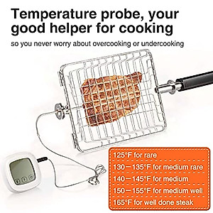 Portable Propane Camping Gas Grill, BBQ grill, 360°Mesh Wave, 8000 BTU small propane Grill with Non-Smoke Burner, Stainless Barbecue grill, Steak Grill with Temperature Probe Better for Indoor & Outdoor Use