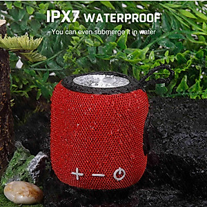 Bluetooth Speaker: Powerful Stereo Sound, IPX7 Waterproof, True Wireless Stereo Pairing, Portable Design, Latest Bluetooth V5.2 - Perfect for Avid Plus, Beach, Outdoor, Home, Parties, Scooter - Red