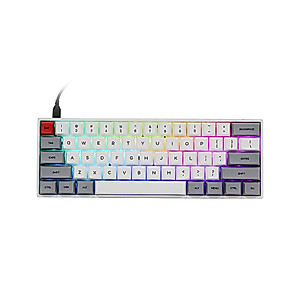 EPOMAKER SK61S 61 Keys Bluetooth 5.1 Hot Swappable Mechanical Keyboard with RGB Backlit, NKRO, Water-Resistant, Type-C Cable for Win/Mac/Gaming (Gateron Optical Blue, Grey)