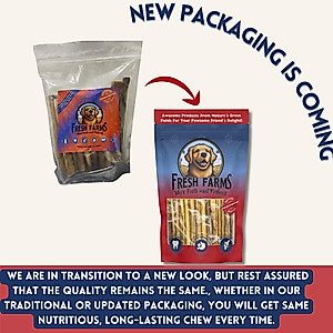 Fresh Farms Natural Collagen Sticks for Dogs 12 Pack - 12 Inches Long-Lasting Alternative to Bully Sticks, Rawhide-Free Collagen Chews w/Chondroitin & Glucosamine for Joint Support & Dental Health