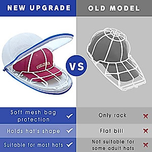 2 Pack Hat Washer for Washing Machine, Hat Cleaner for Baseball Caps Washing Cage with Laundry Bag, Hat Holder for Washing Machine, Hat Protector Rack Hat Shaper (Sapphire-2pcs)