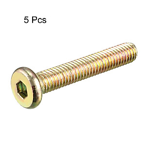 uxcell M6 x 35mm Full Thread Hexagon Socket Round Head Screws Bolts Bronze Tone 5 Pcs