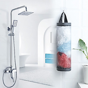 Plastic Bag Holder 2 Packs Mesh Hanging Storage Dispensers Foldable Breathable Washable Hanging Mesh Garbage Bag Organizer for Kitchen Plastic Bag Storage