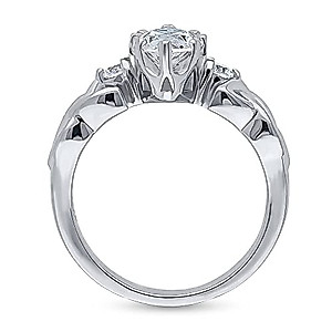 BERRICLE Sterling Silver Celtic Knot Wedding Engagement Rings Cubic Zirconia CZ 3-Stone Cocktail Promise Ring for Women, Rhodium Plated Size 9