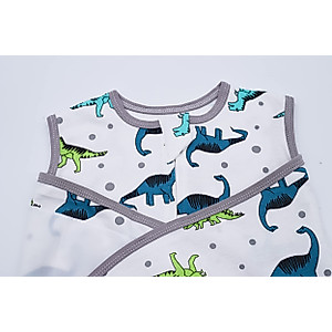 AugTwig Baby Sleepsack Swaddle 3-Way Adjustable Wearable Blanket Boy and Girl,100% Cotton,6-12 Months(Green Dinosaur)