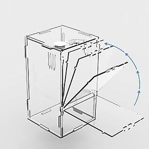 BETAZOOER Acrylic Mini Reptile Tank Habitat Transparent Terrariums with Locking Latch Suitable for Tarantula Isopod Roach Invertebrates (8''x6''x14'')