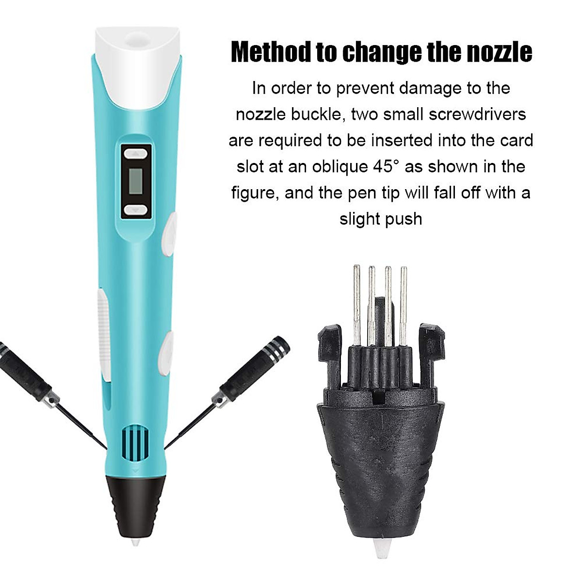 Akozon 3D Printing Pen Printer Parts Accessories Insertion Nozzle Print Head 1.75Mm Black