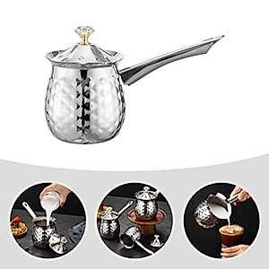 UPKOCH 1 Pc Milk Warmer Pot Saucepan: Stainless Steel Milk Steaming Pitcher Butter Warming Pot Turkish Coffee Pot Hot Chocolate Pot for Home Kitchen