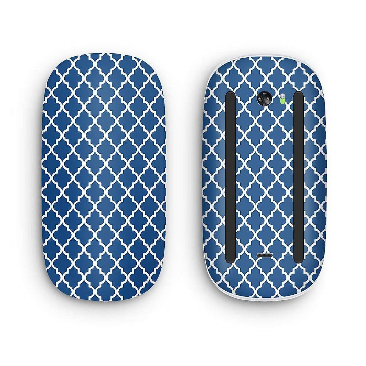 Design Skinz Navy & White Seamless Morocan Pattern Vinyl Decal Compatible with The Apple Magic Mouse 2 (Wireless, Rechargable) with Multi-Touch Surface